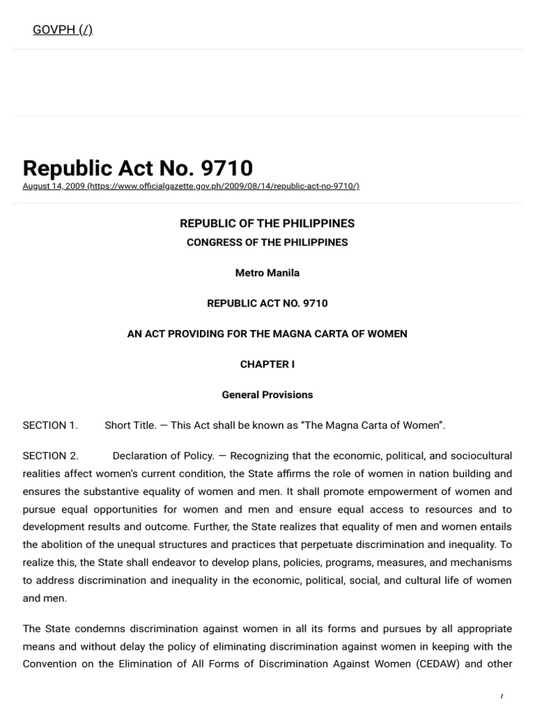 R.A. 9710 Official Gazette of The Republic of The Philippines | PDF ...