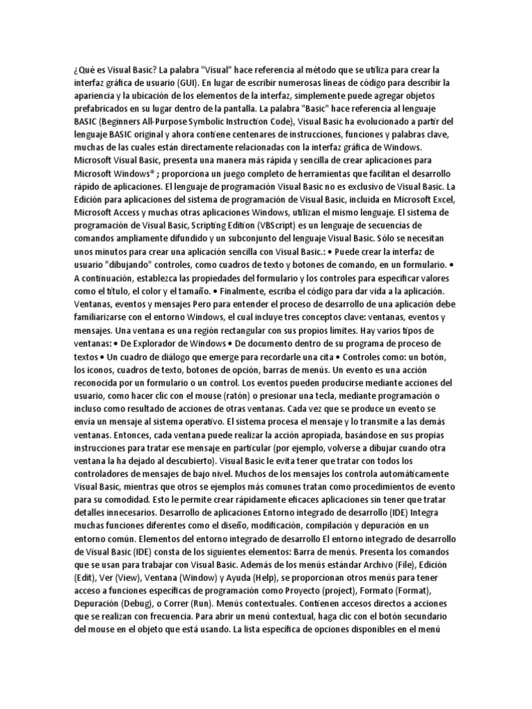Qué Es Visual Basic | PDF | Básico | Ventana (informática)