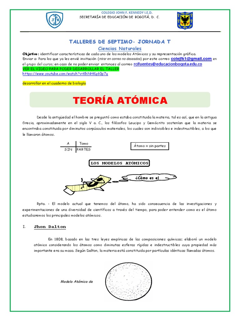 TALLER II SEPTIMO Teoria-Atomica | PDF | Átomos | Núcleo atómico