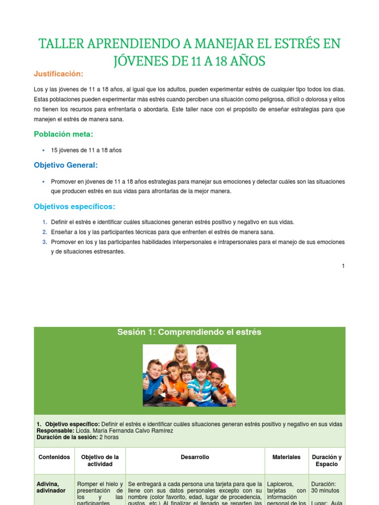 Taller de Manejo del Estrés en Jóvenes | PDF | Estrés (biología) | Ira