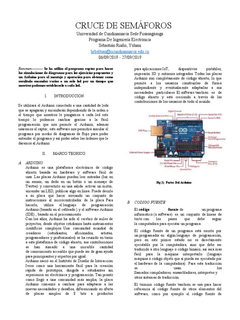 Cruce de Semaforos Con Arduino | PDF | Arduino | Programa de computadora
