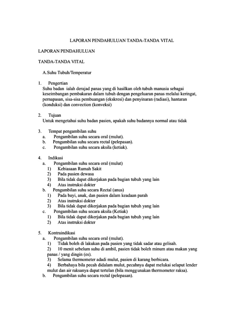 Laporan Pendahuluan TTV | PDF