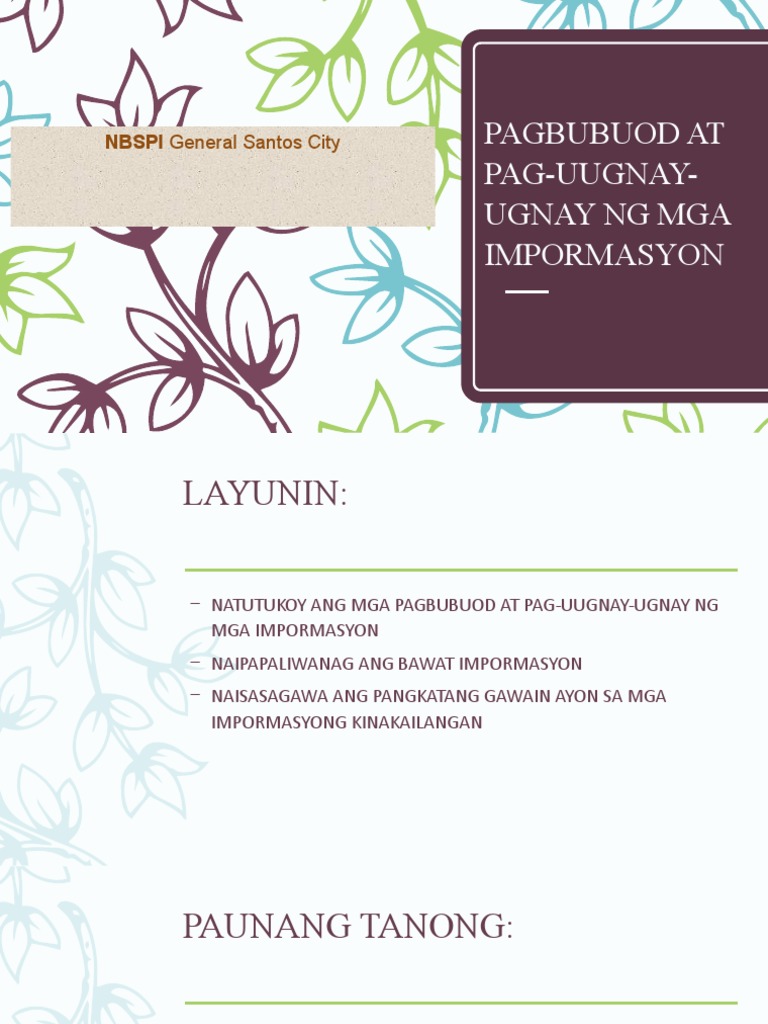 Pagbubuod at Pag Uugnay Ugnay NG Mga Impormasyon | PDF