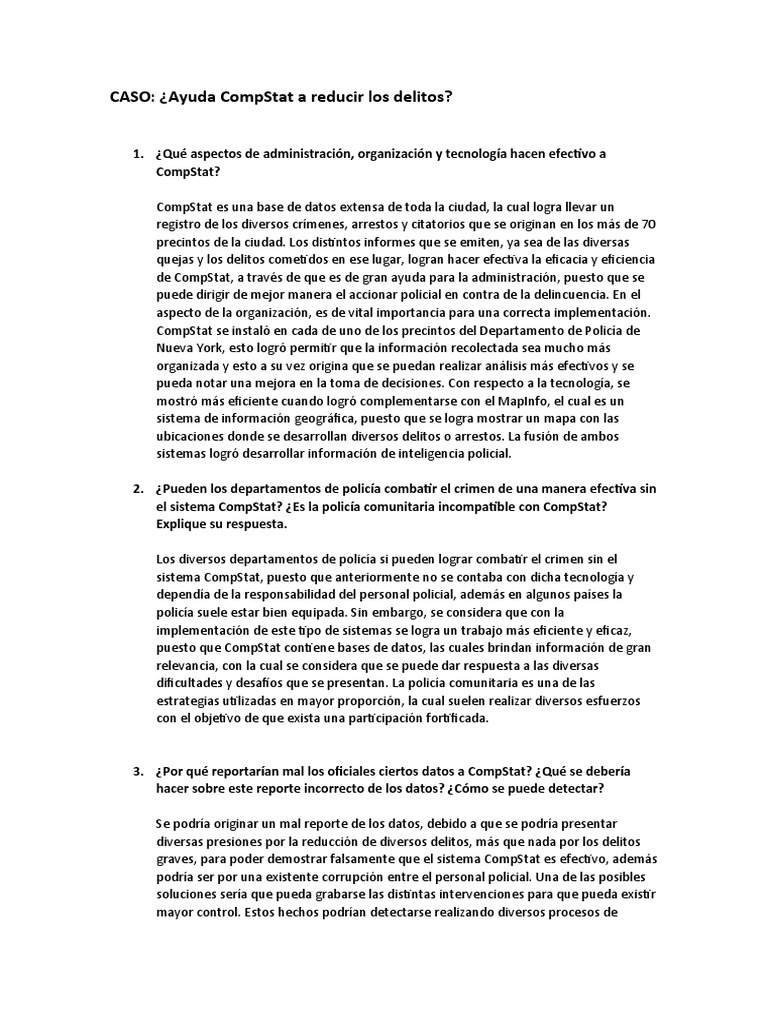 Análisis del sistema CompStat y su efectividad para reducir los delitos ...