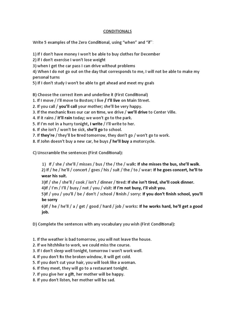 Conditionals (0,1,2) | PDF