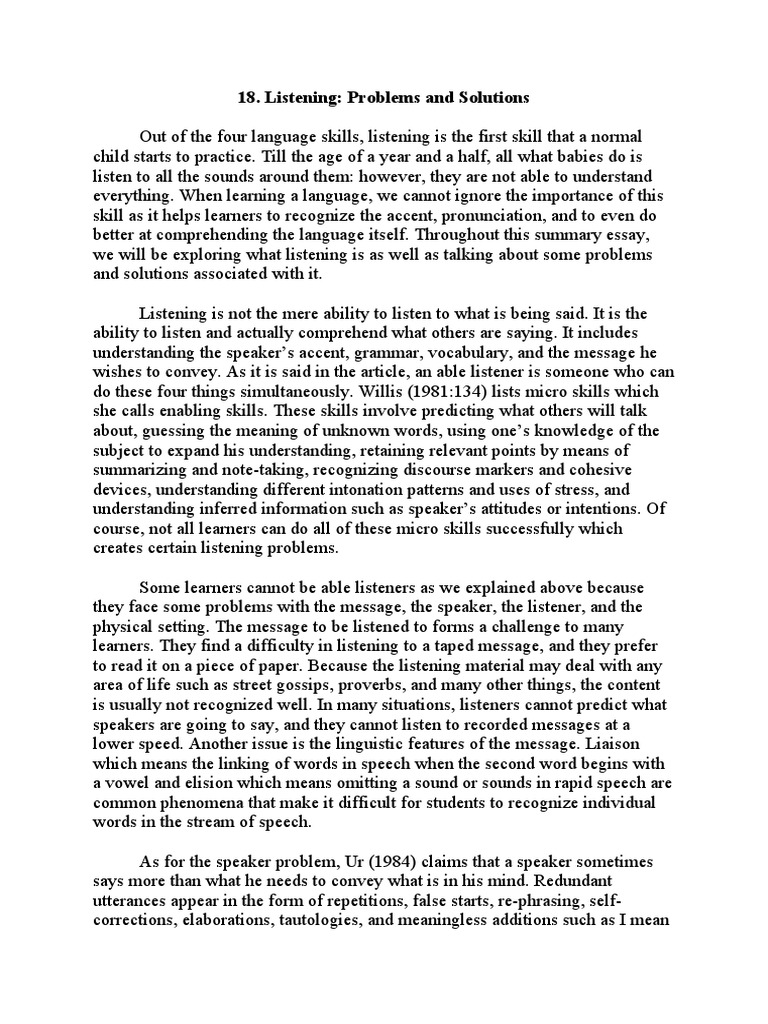 Listening-Problems and Solutions | PDF | Accent (Sociolinguistics) | Speech