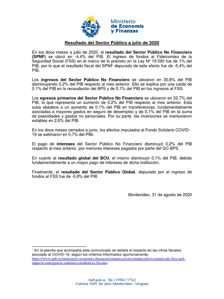 Comunicado MEF Déficit Fiscal | PDF