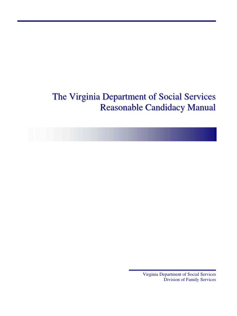 Virginia Department of Social Services Reasonable Candidacy Manual ...