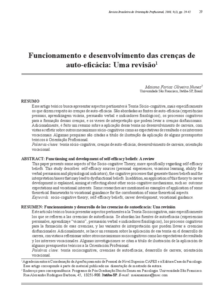 Autoeficácia Albert Bandura | PDF | Percepção | Emoções