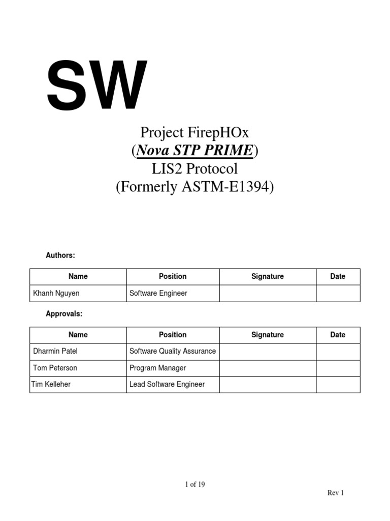 Prime - ASTM Interface-LIS2 - Protocol - V3 - 0 | PDF | Patient ...