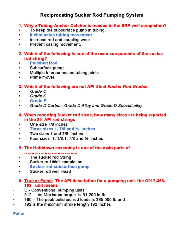 Reciprocating Sucker Rod Pumping System: It Eliminates Tubing Movement ...
