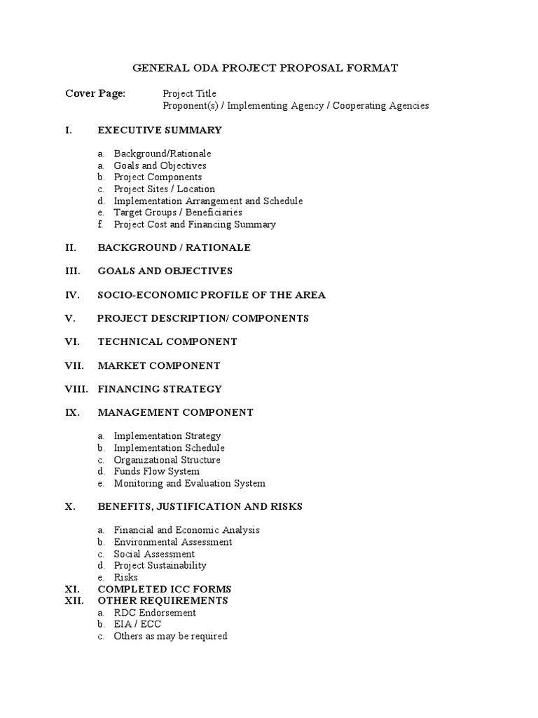 General Oda Project Proposal Format Cover Page | PDF | Taxes ...