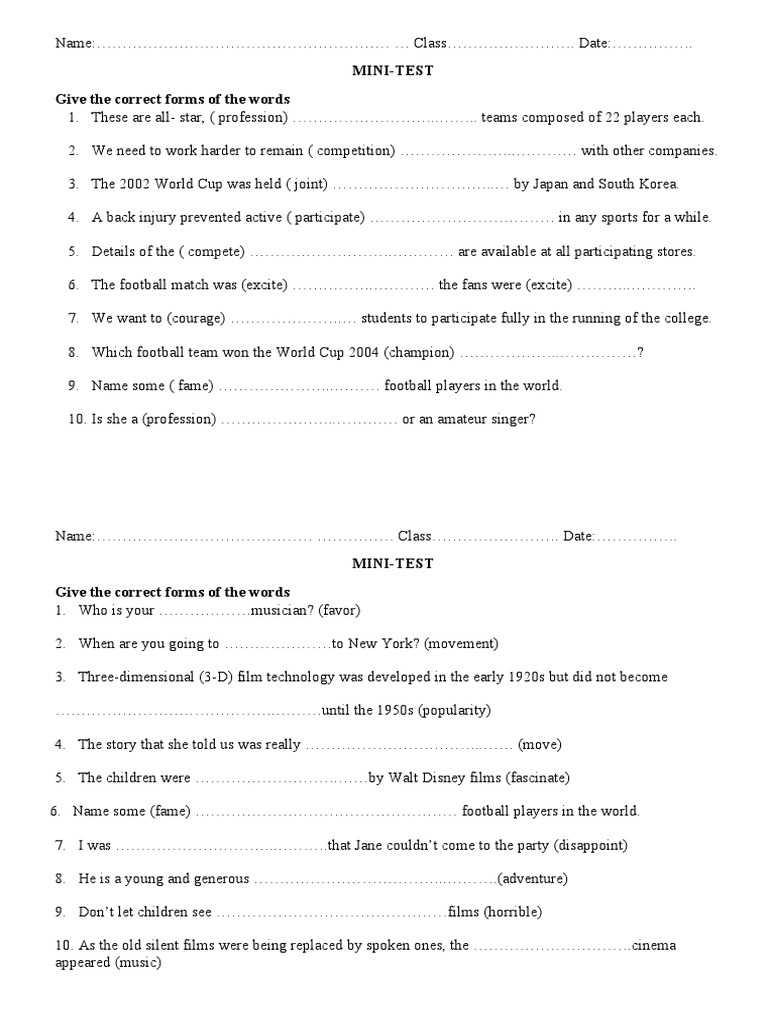 10 Test Vocab Unit 15 | PDF | Sports & Recreation
