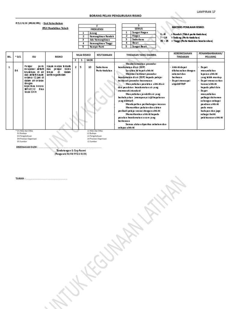 Borang BPPR - Keselamatan Di Air | PDF