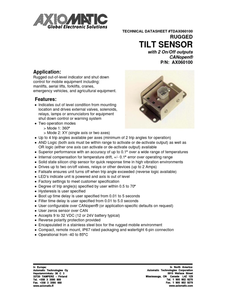 Tilt Sensor: Application | PDF | Amplifier | Power Supply