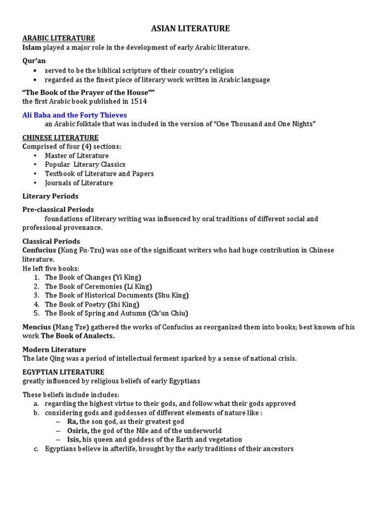 Asian Literature Hand Outs | PDF | Greek Mythology | Poetry