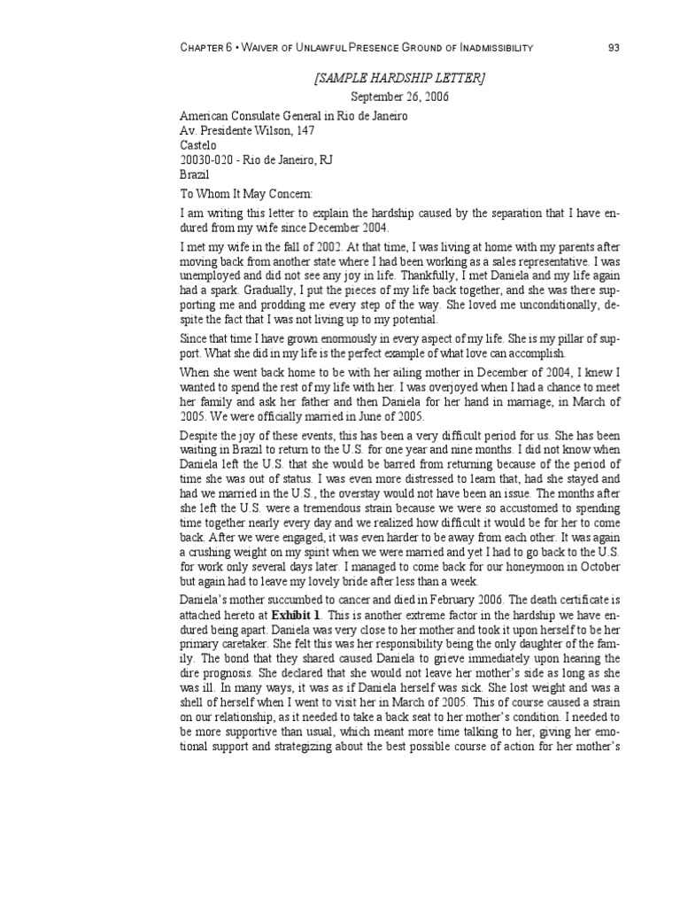 Sample LTR - Extreme Hardship | PDF | Brazil | Depression (Mood)