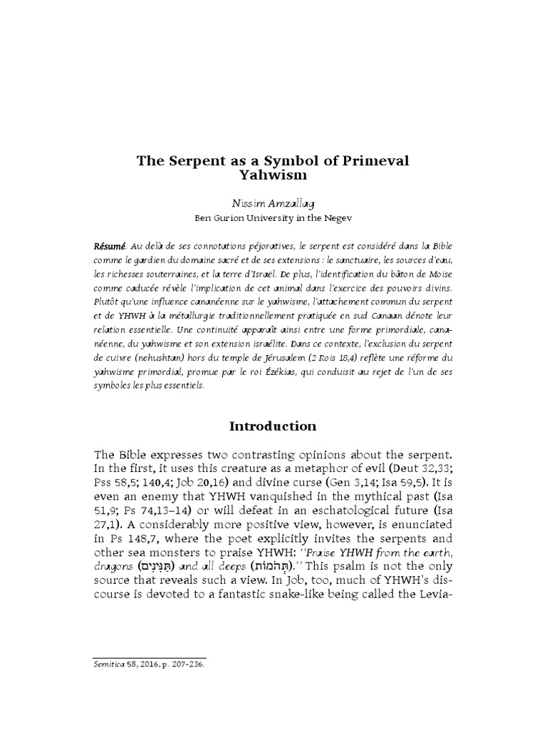 The Serpent As A Symbol of Primeval Yahw | PDF | Serpent (Symbolism ...