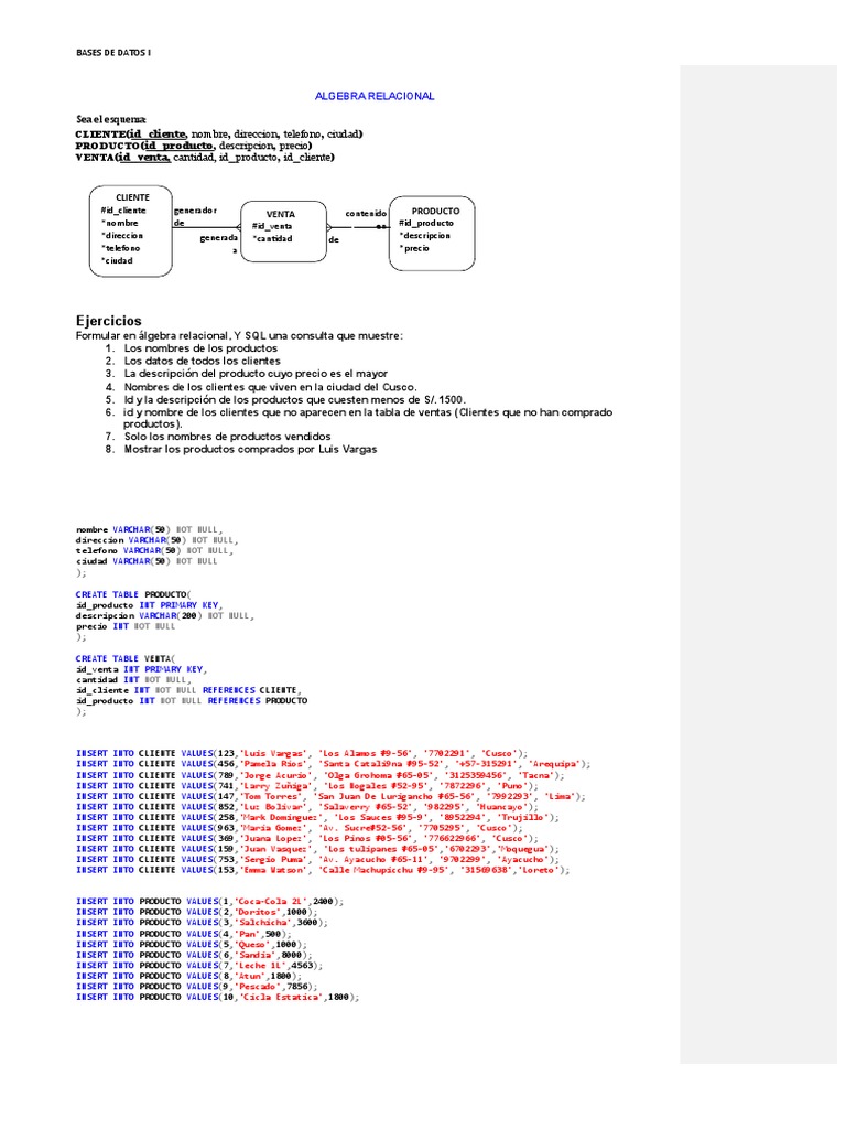 SQL Taller BD | PDF | Modelo de datos | SQL
