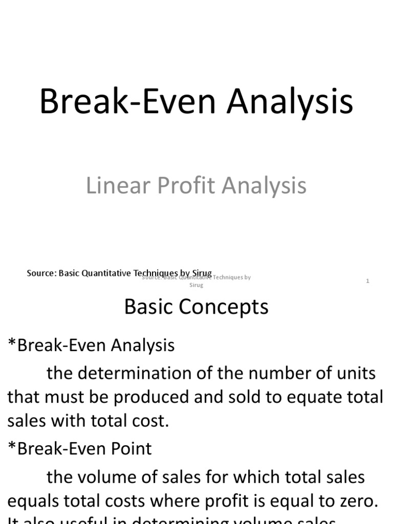 Break-Even Analysis and Forecasting | PDF | Forecasting | Applied ...
