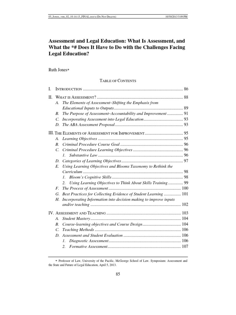 Legal Education Assessment Strategies | PDF | Educational Assessment ...
