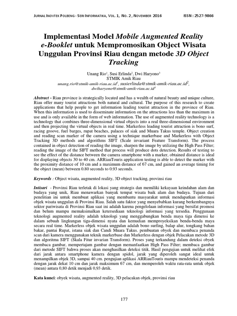 Mobile Augmented Reality E-Booklet Untuk Mempromosikan Object Wisata 3D ...