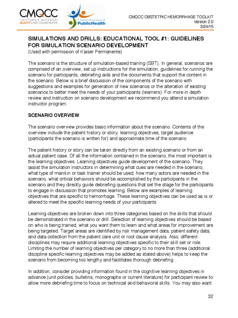 OB Hem Educational Tool 1 | PDF | Bleeding | Simulation