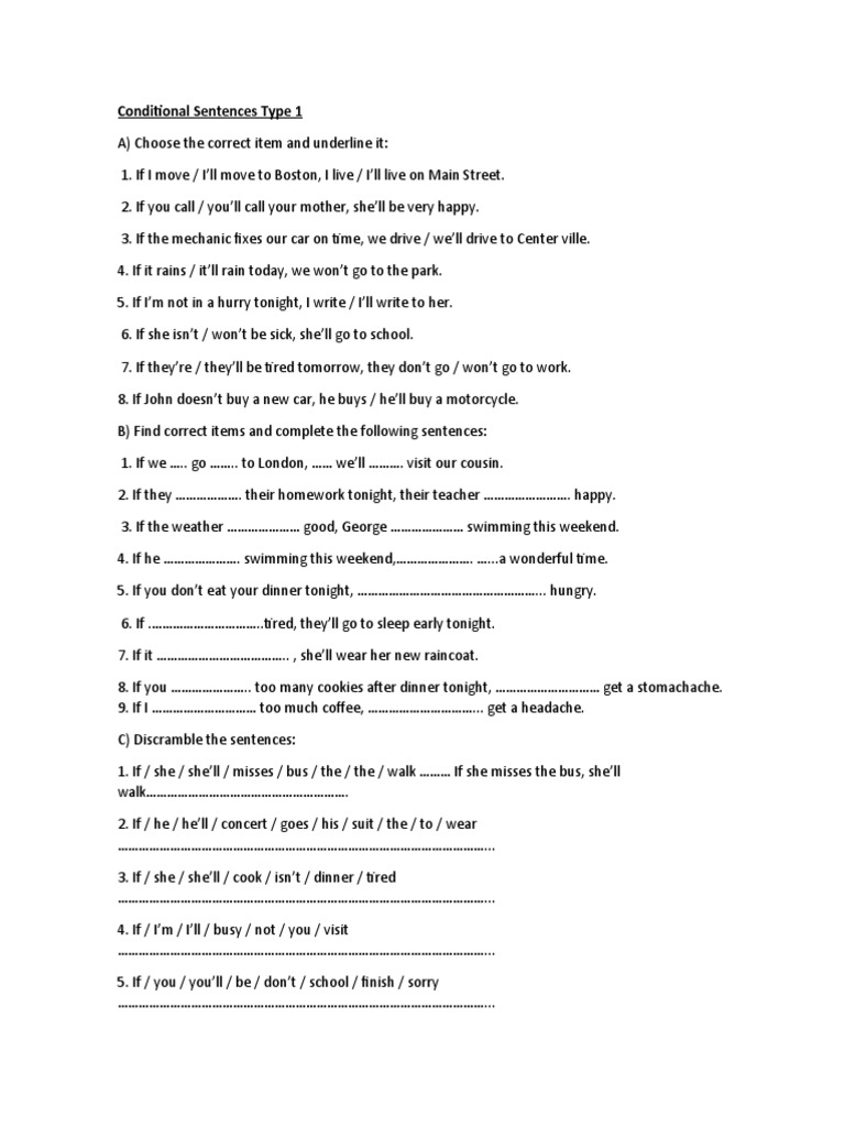 Conditional Sentences Type 1 | PDF | Ellipsis