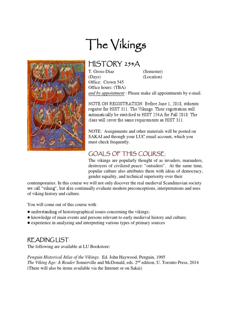 Viking History Course Overview | PDF | Vikings | Test (Assessment)