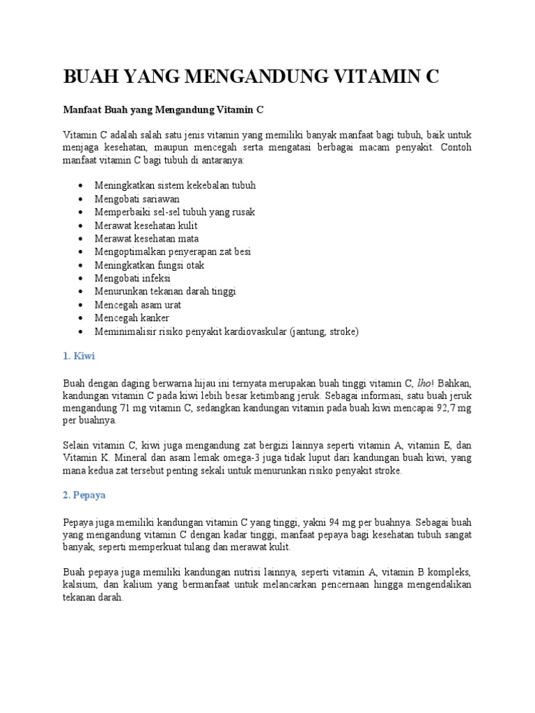 Buah Yang Mengandung Vitamin C | PDF
