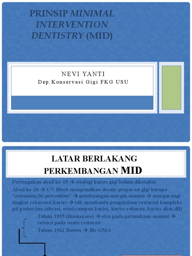 KG 2.1 - Prinsip Minimal Intervention Dentistry (Mid) | PDF
