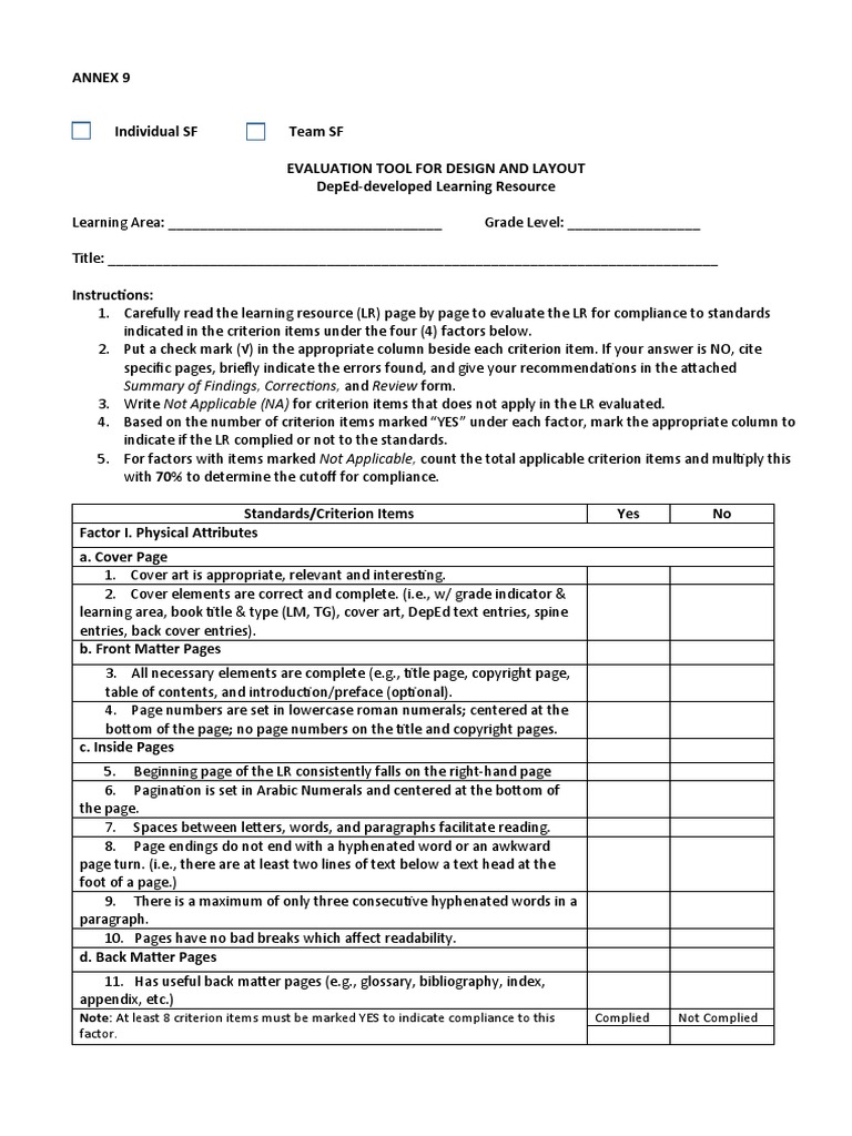 Annex 9: Summary of Findings, Corrections, and Review Form | PDF | Book ...