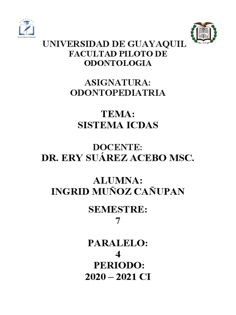 Clasificación y Códigos del Sistema ICDAS | PDF | Esmalte de dientes ...