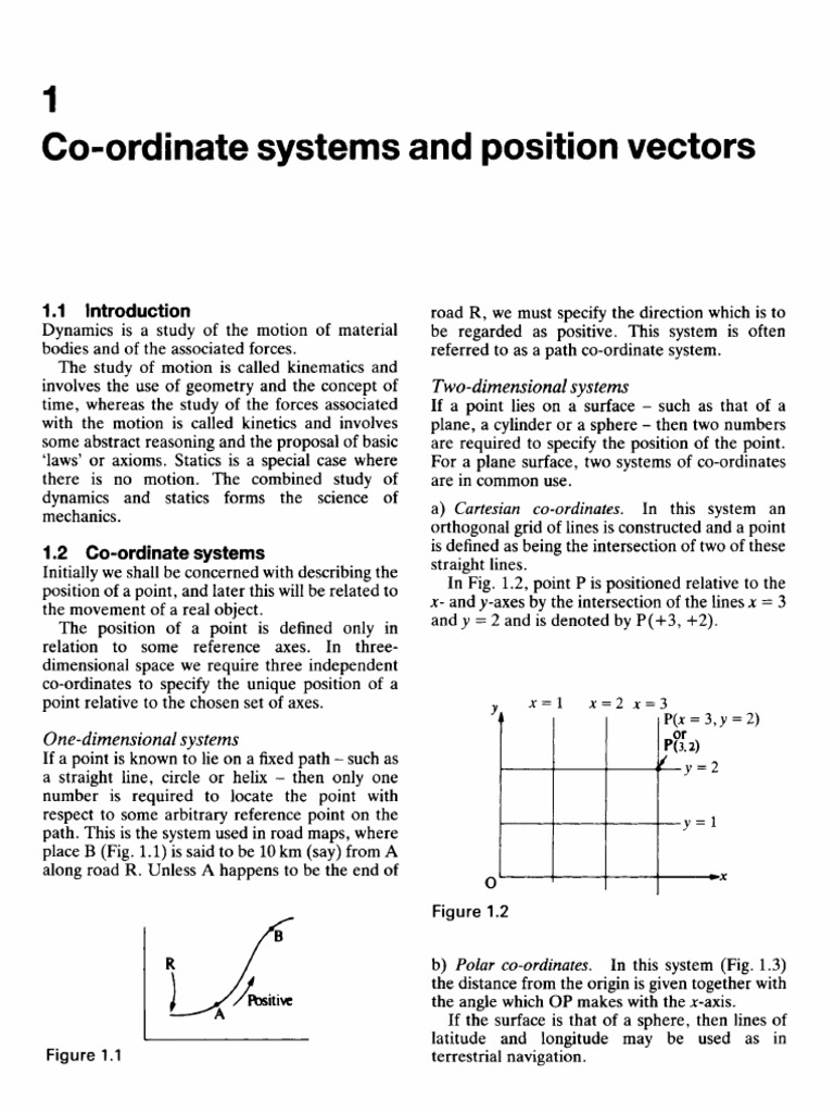 01 - Co-Ordinate Systems and Position Vectors | PDF | Coordinate System | Euclidean Vector