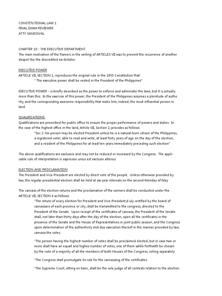 Constitutional Law Reviewer | Download Free PDF | Presidents Of The ...