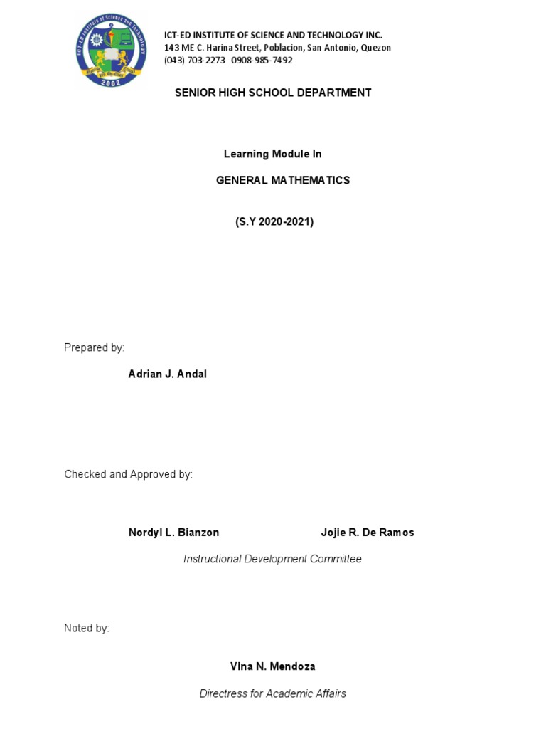 LESSON 1 General Mathematics | PDF | Function (Mathematics) | Functions ...