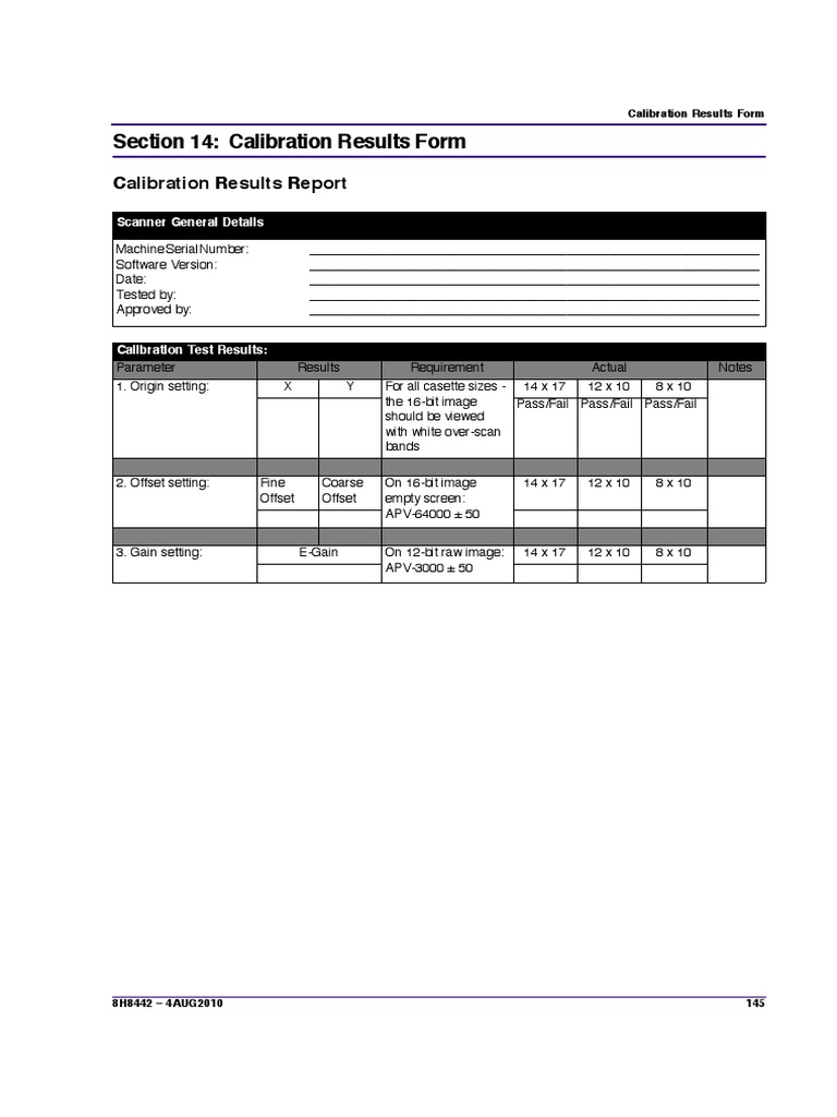 Section 14: Calibration Results Form | PDF