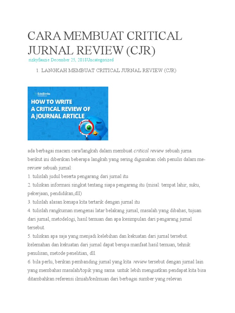 Cara Membuat Critical Jurnal Review | PDF