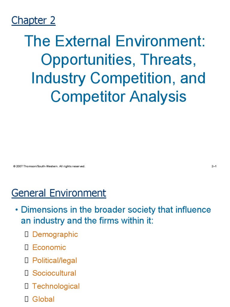 The External Environment: Opportunities, Threats, Industry Competition ...