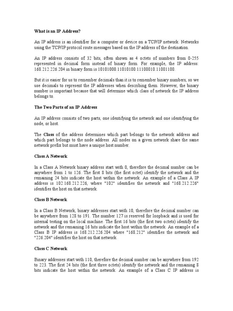 What Is An IP Address | Download Free PDF | Ip Address | Computer Network