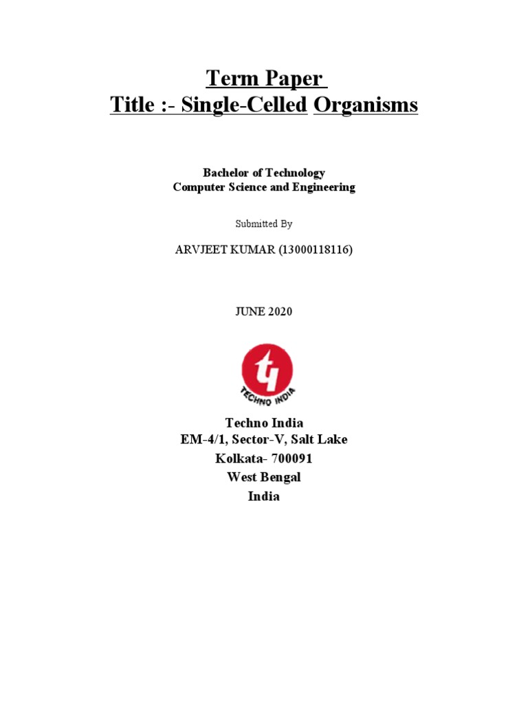Biology - Term Paper - Single Celled Organisms | PDF | Bacteria ...
