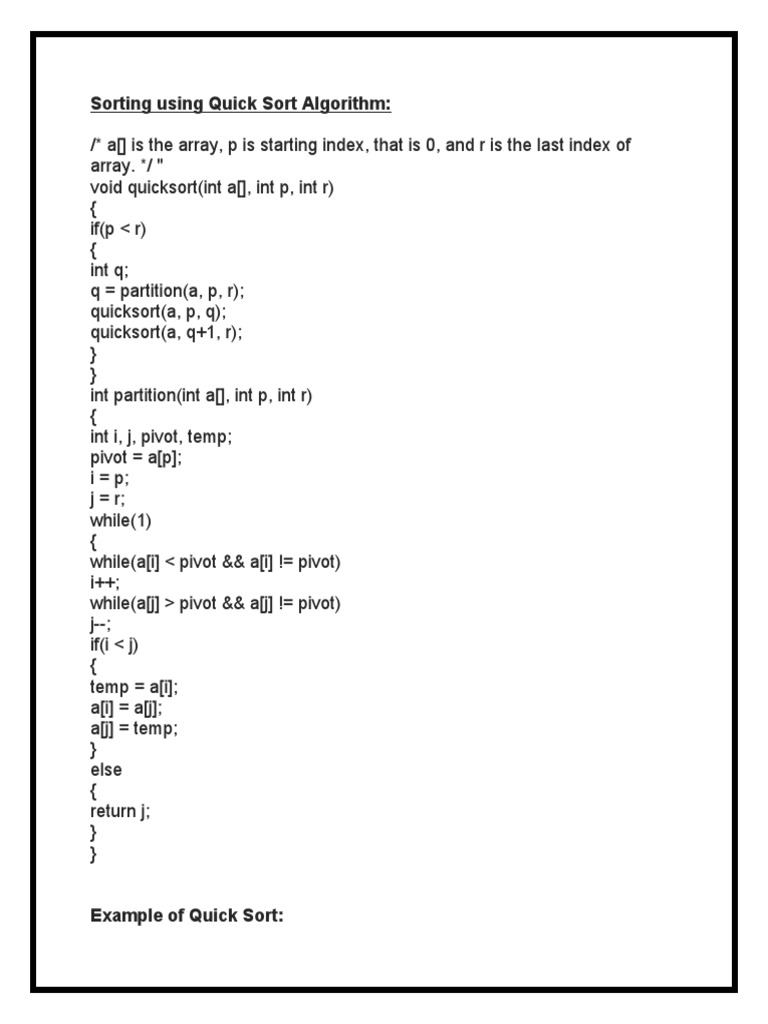 Sorting Using Quick Sort Algorithm | PDF | Theoretical Computer Science | Mathematical Logic