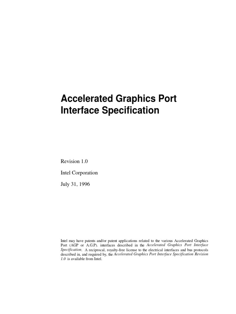 Accelerated Graphics Port Interface Specification (Revision 1.0) (1996 ...
