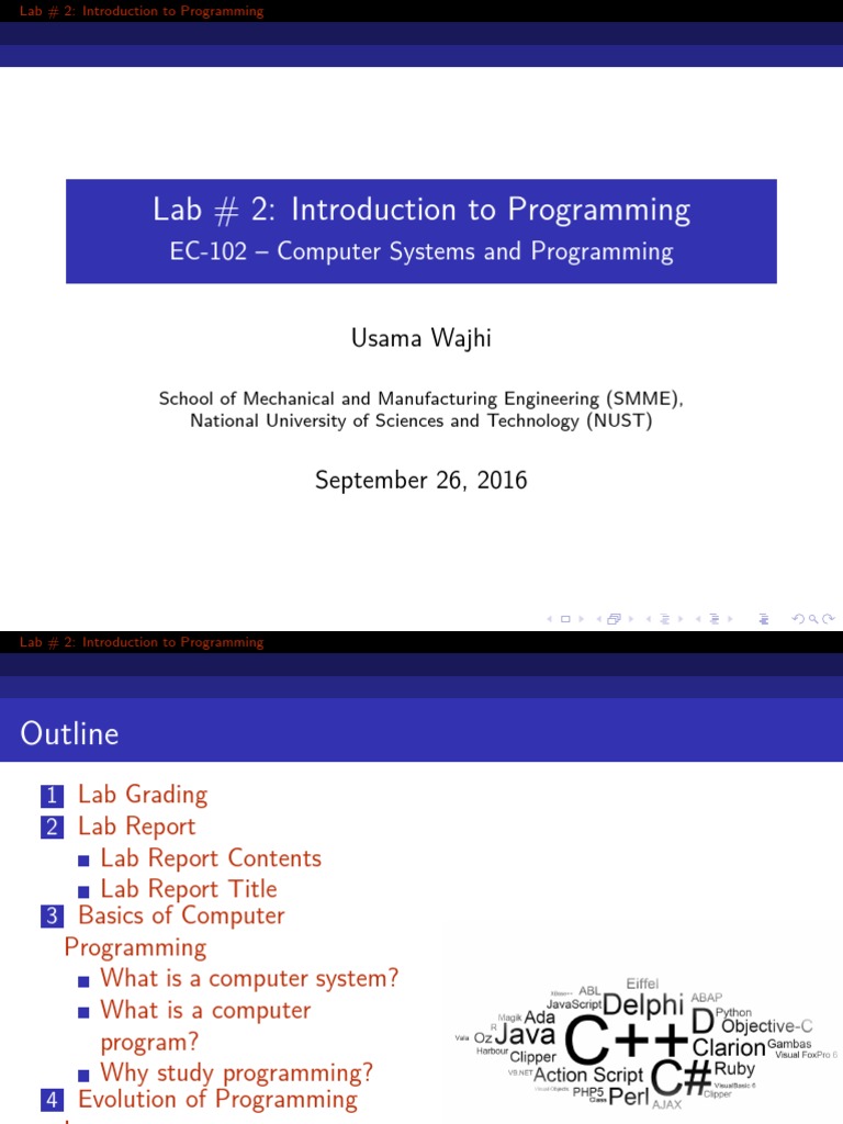 Lab 2 Introduction To Programming Ec 102 Computer Systems And Programming Pdf Computer