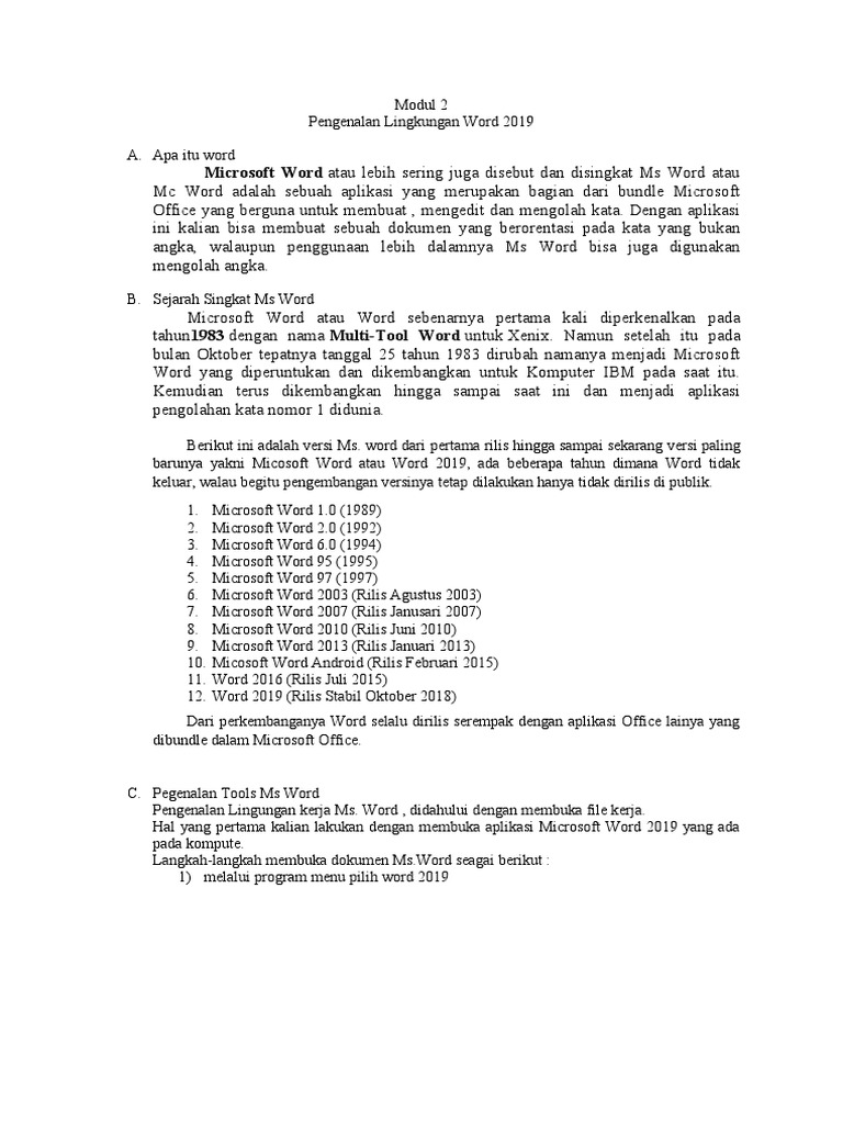 Modul 2 & 3 Microsoft Word | PDF | Karier & Perkembangan | Seni