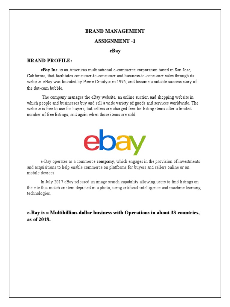 Brand Management Assignment - 1 Ebay Brand Profile | PDF | E Bay | Retail