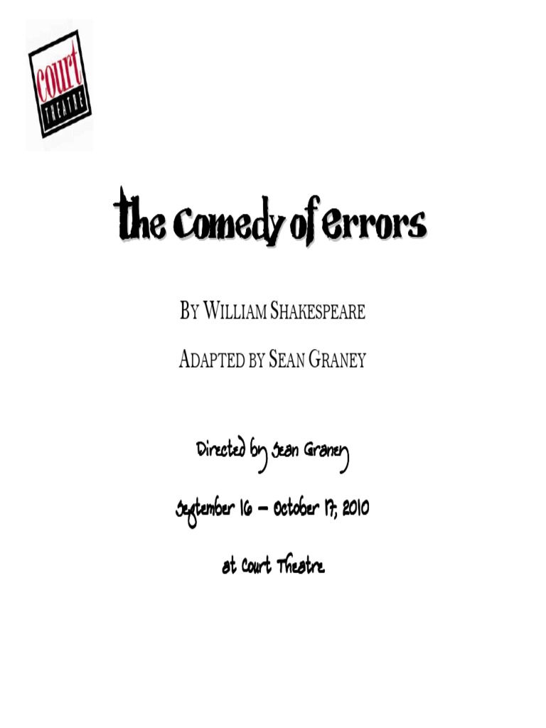 Comedy of Errors Study Guide | PDF | The Comedy Of Errors | William ...