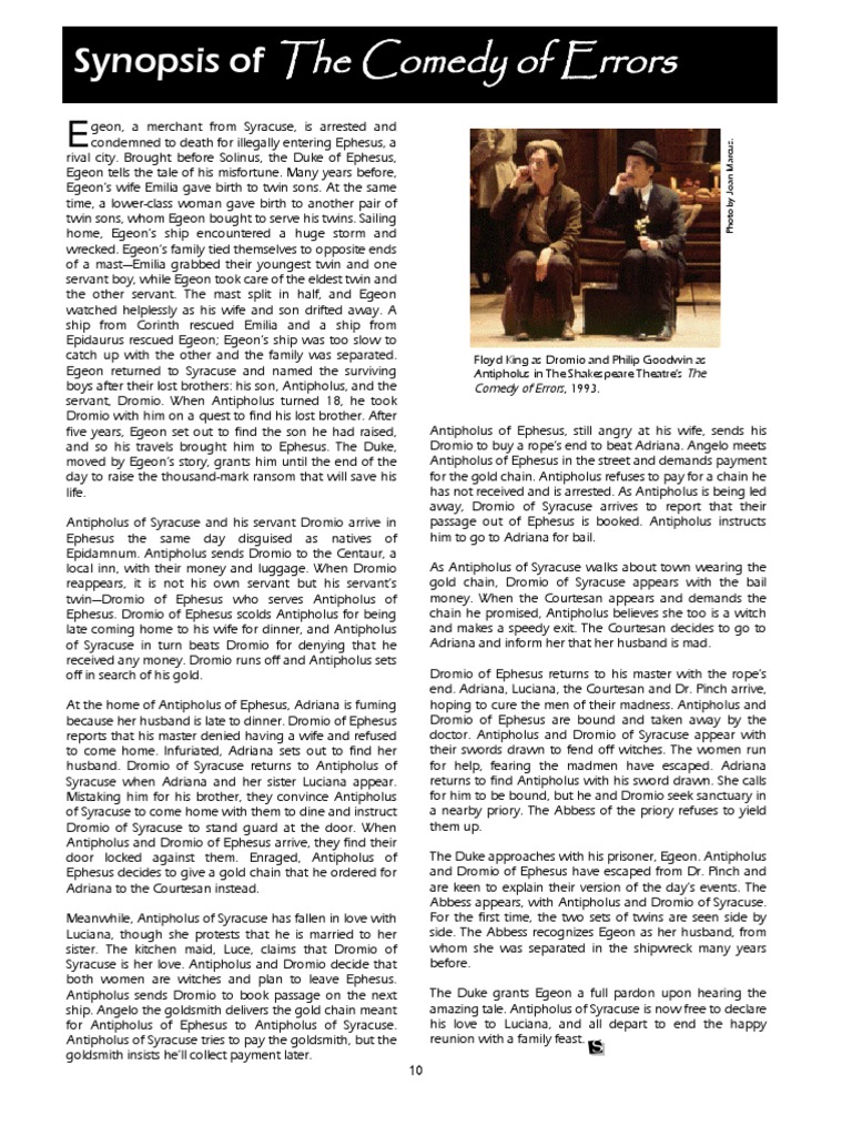 Synopsis of The Comedy of Errors | PDF | The Comedy Of Errors ...