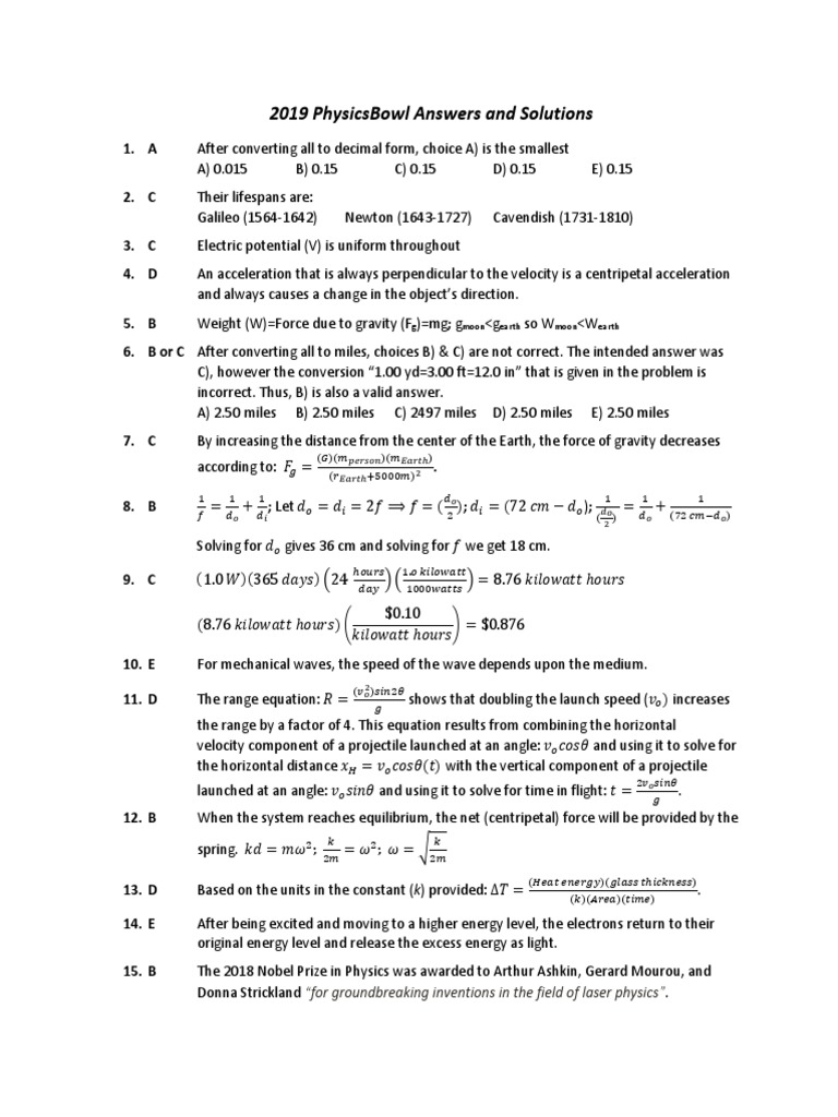 2019 Physicsbowl Answers and Solutions: "For Groundbreaking Inventions ...