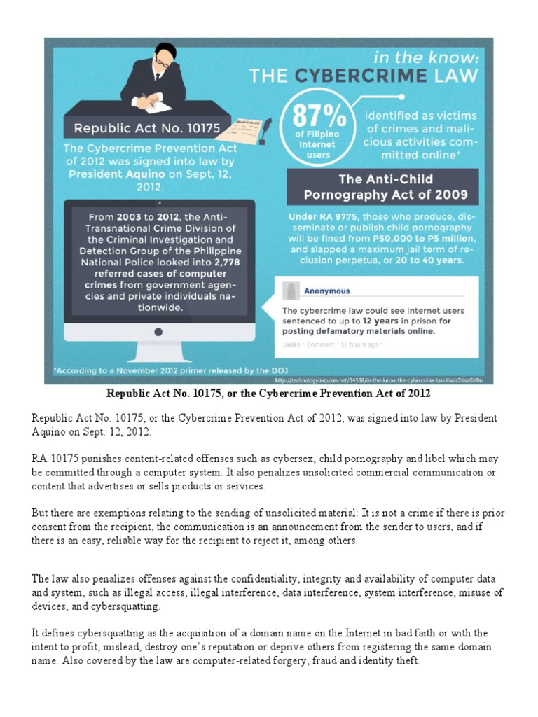 Republic Act No. 10175, or The Cybercrime Prevention Act of 2012 | PDF ...